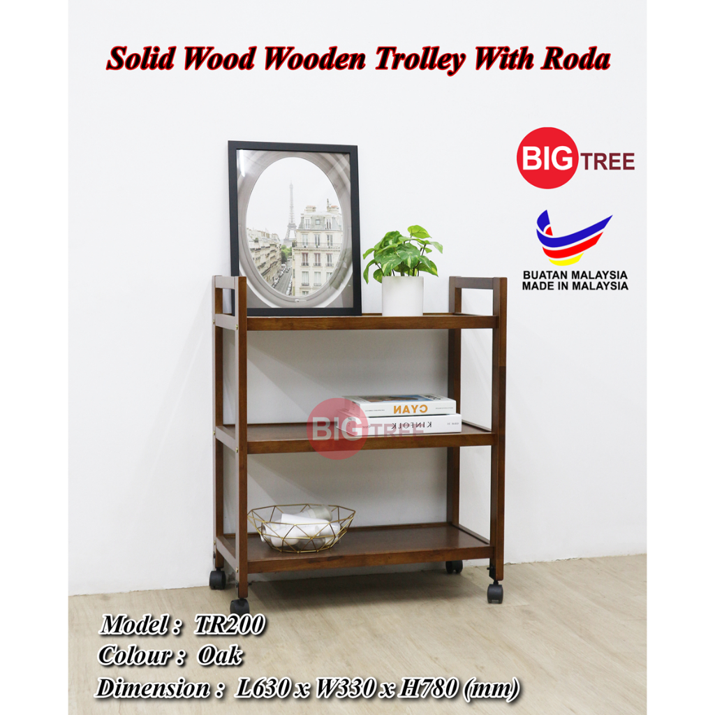 Big Tree Wooden Kitchen Trolley / Solid Wood Trolley / Trolley Kayu ...