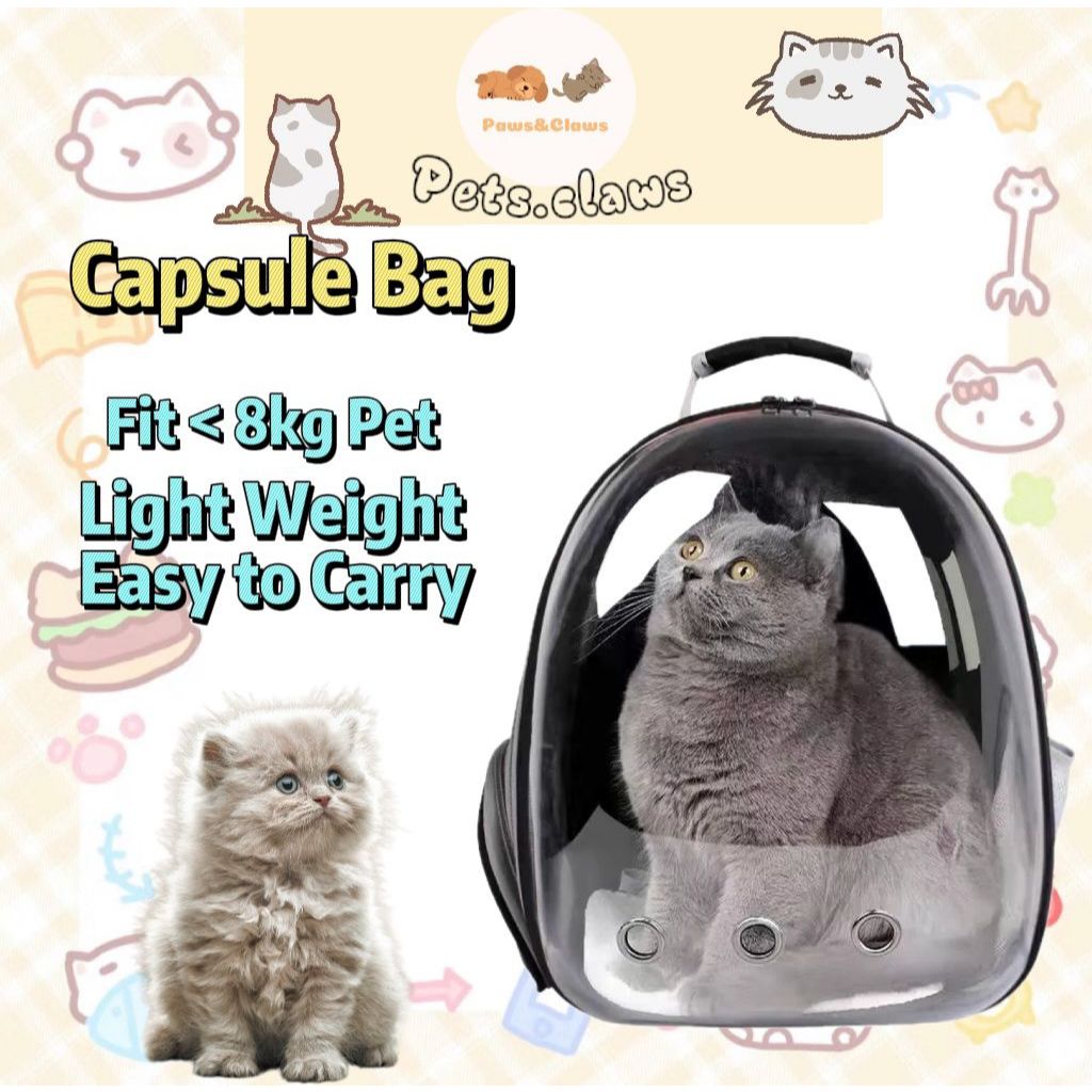 Pet.ClawsPet Carrier Bag Beg Kucing Galas Belakang Transparent Cat ...