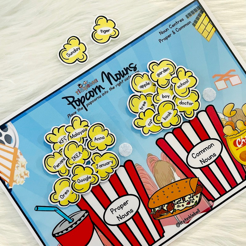 Popcorn Nouns (Proper and Common) - Velcro laminated cards | Shopee ...
