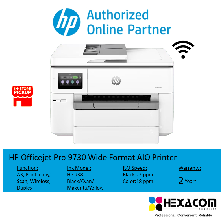 HP A3 PRINTER OFFICEJET 9730 (A3 PRINT, SCAN, COPY, WIRELESS, AUTO DUPLEX, 2 YEARS WARRANTY ...
