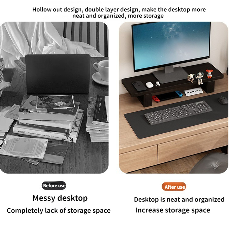 Monitor Stand Extended Width Wooden Universal Monitor Riser and Laptop ...