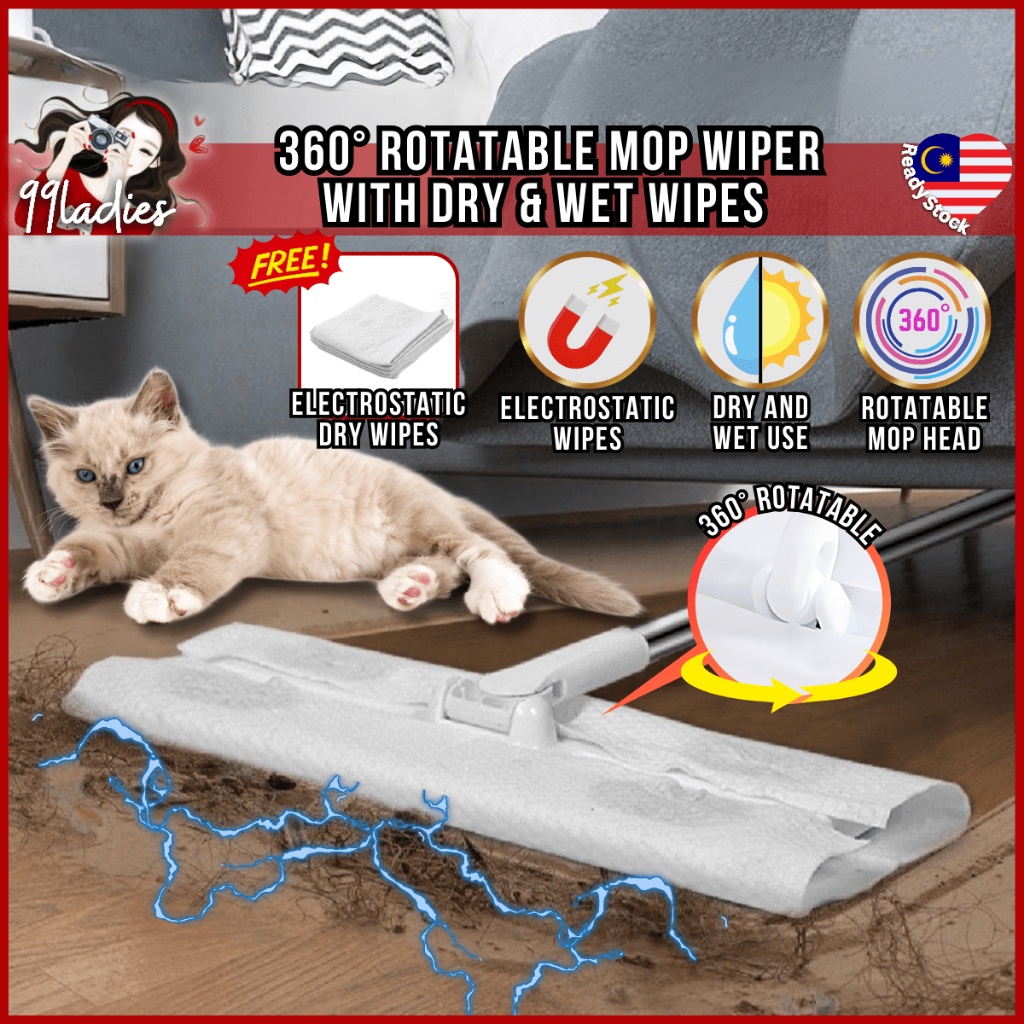Electrostatic Flat Mop Tisu Pengelap Lantai Mop Tisu Pakai Buang Dust ...
