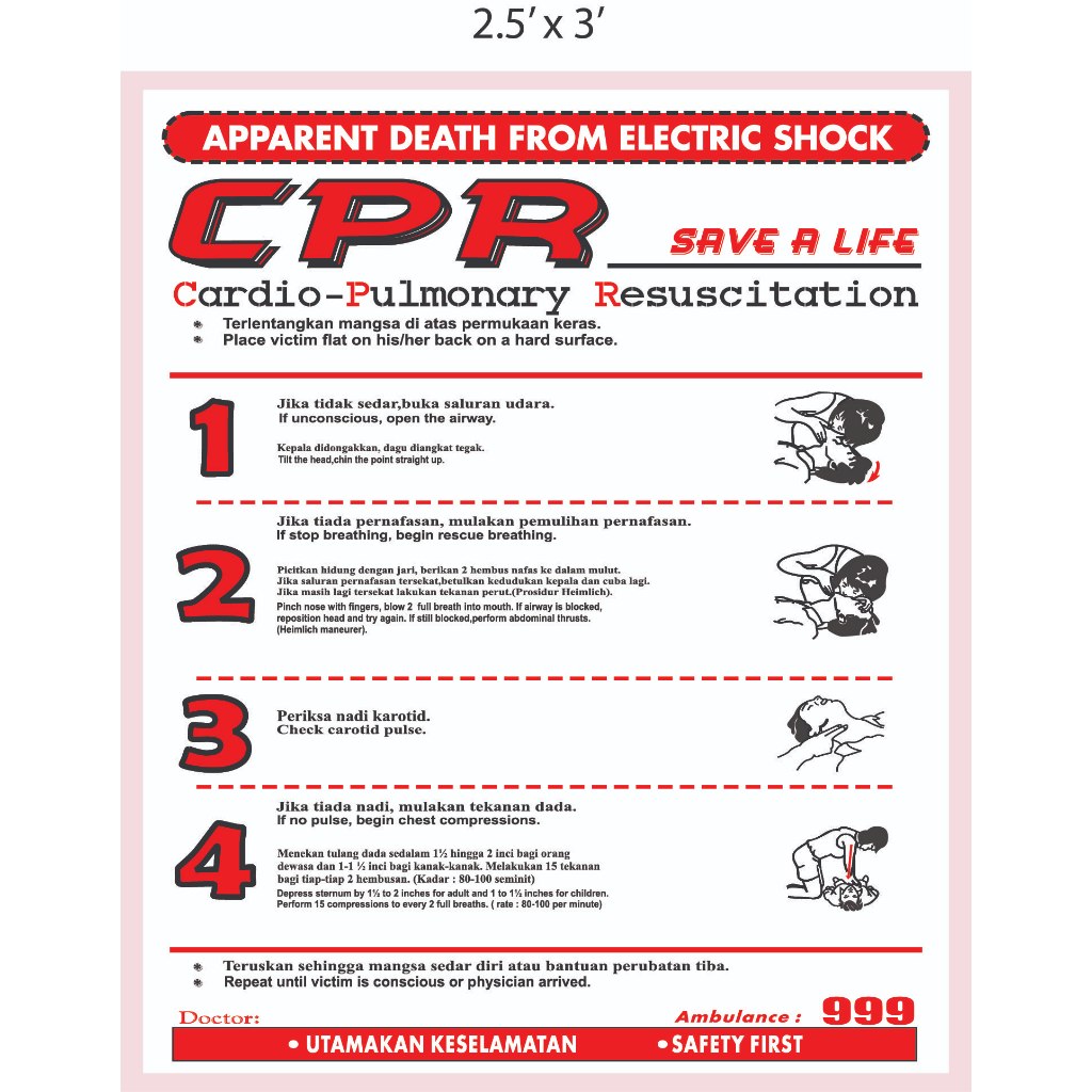CPR Sticker Cardiopulmonary Resuscitation Sticker Resusitasi ...