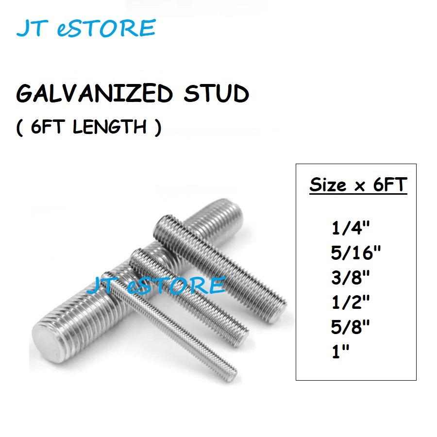 [JT eStore] Galvanised (GI) Zinc Plated Stud/ Full Threaded Rod/ Besi ...