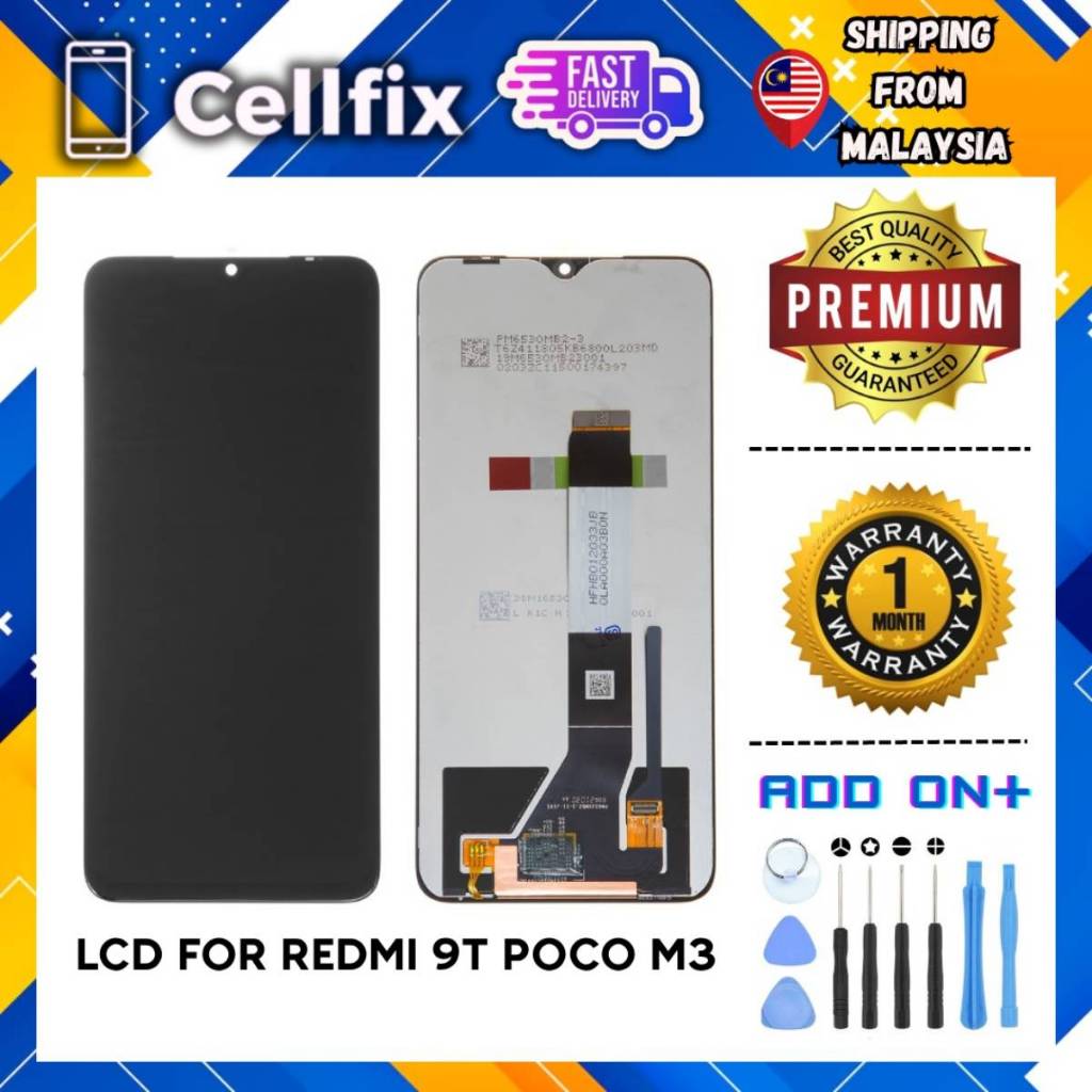 XIAOMI REDMI 9T/POCO M3 BLACK ORIGINAL COMPATIBLE LCD DISPLAY TOUCH ...