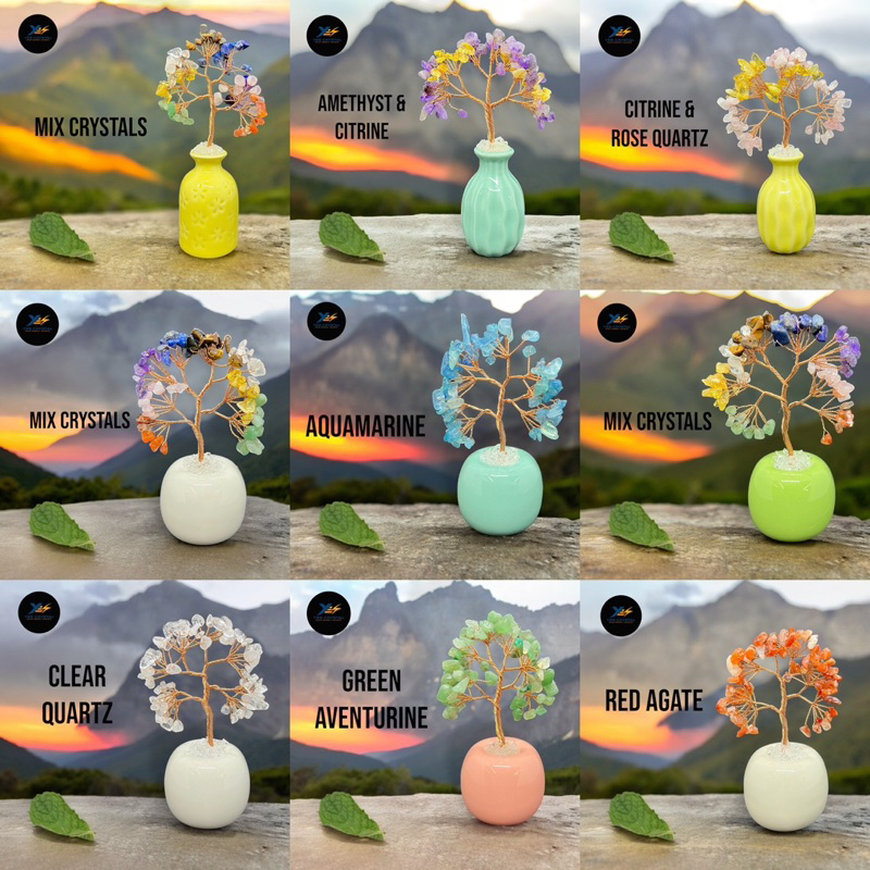 [YES Crystal Wholesale) 100% Natural Crystals Tree Decoration with Base ...