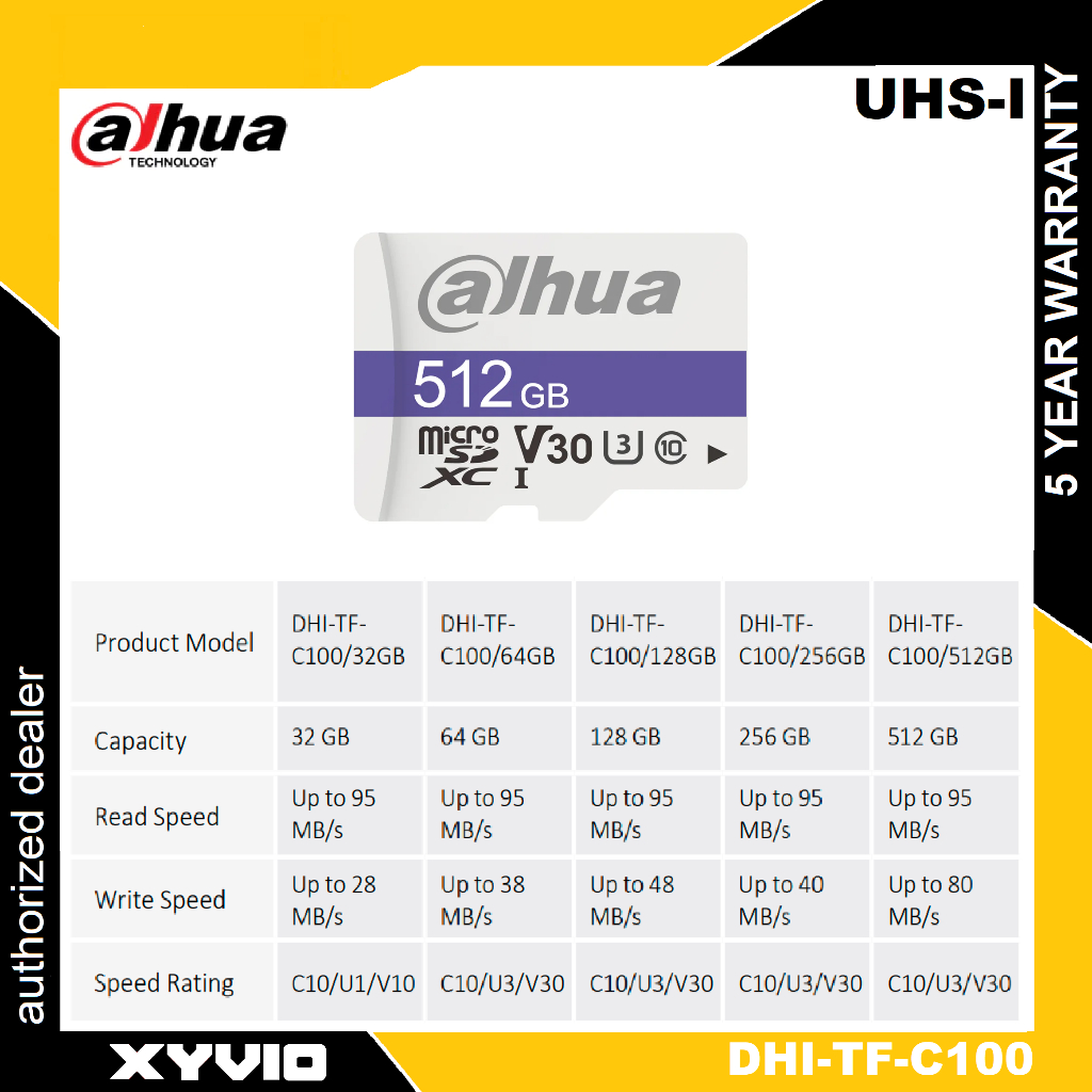 DAHUA DHI-TF-C100 512GB 95MB/s CCTV Camera Micro SD TF Card | Shopee Malaysia