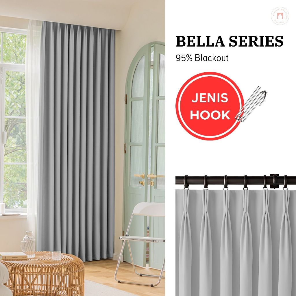 Langsir Bella 95% Blackout UV Protect Jenis Cangkuk Siap Jahit ( Bella ...
