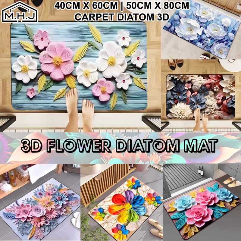 MHJ 2 Sizes Bathroom Mat Kitchen Floor Mat Karpet Bilik Air 3D Crystal ...