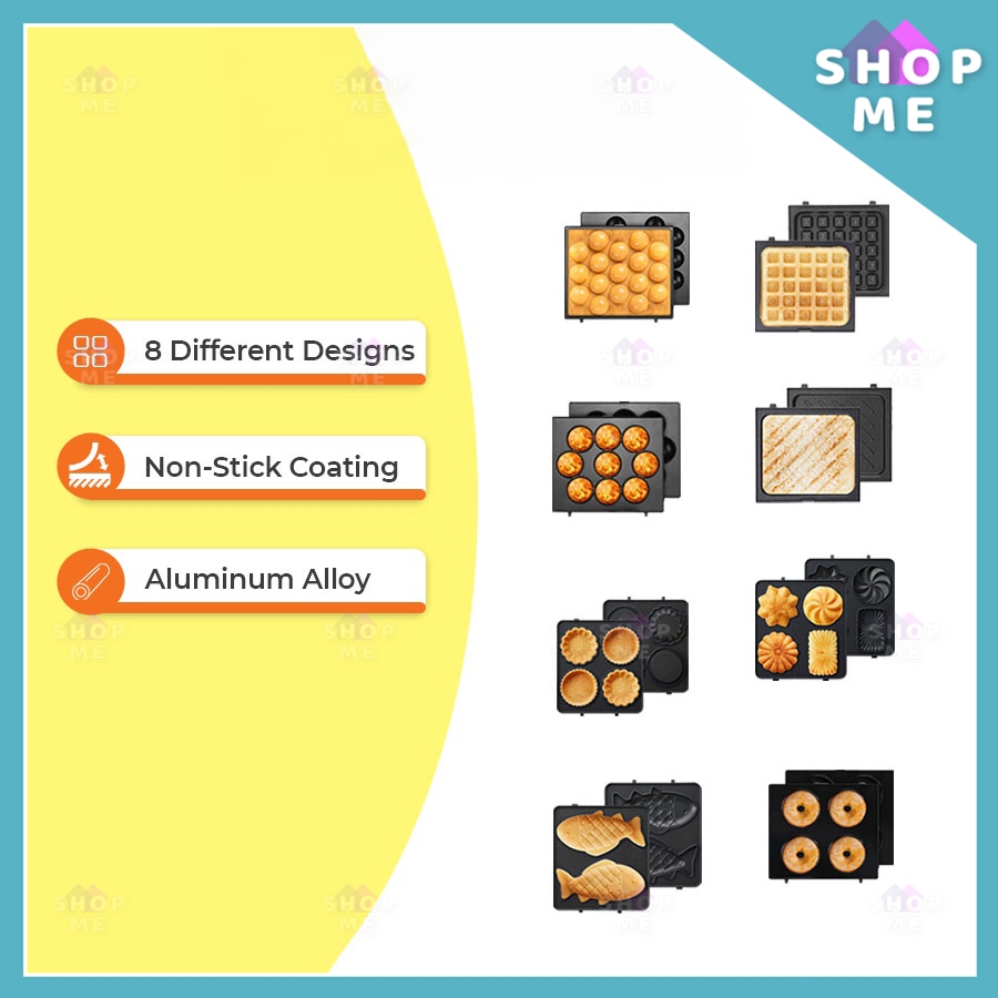 Waffle Maker Trays 8 In 1 Sandwich Maker Tray Pembakar Waffle | Shopee ...
