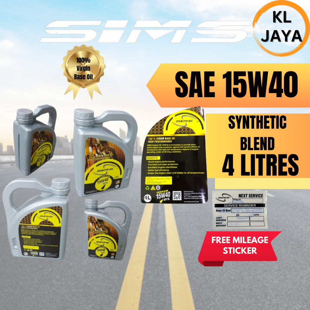 SIMS SAE15W40 Diesel Engine Oil 4 Litres 100% Virgin Base Oil | Shopee ...