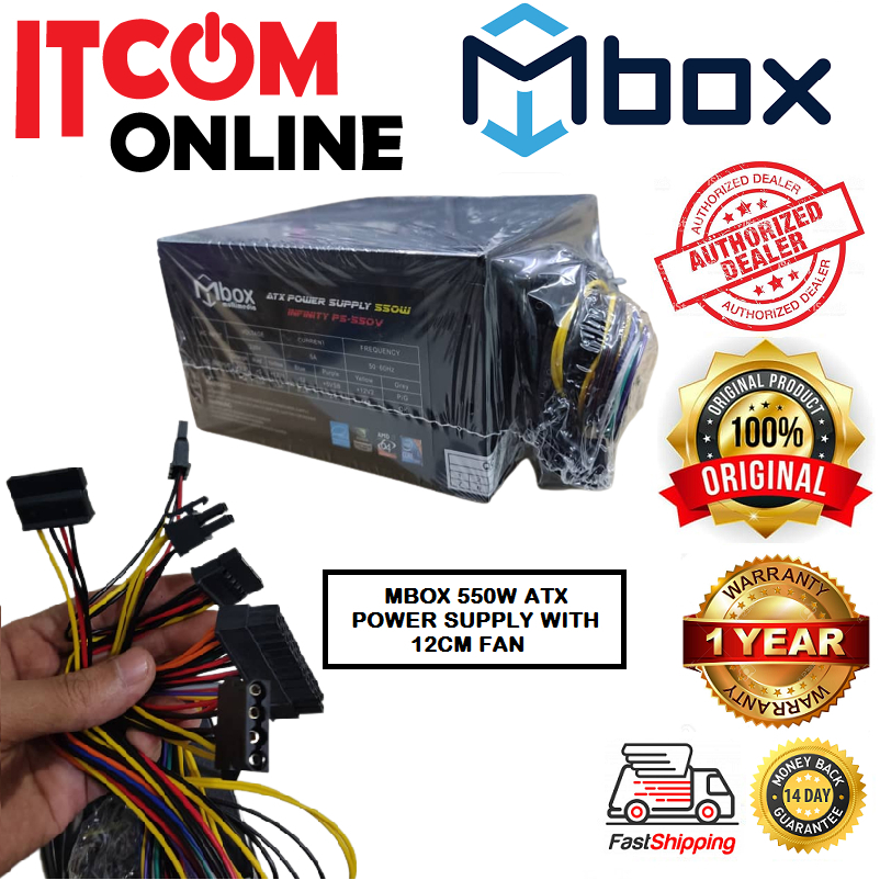 MBOX 550W ATX POWER SUPPLY WITH 12CM FAN (PS-550) BULK PACK | Shopee ...