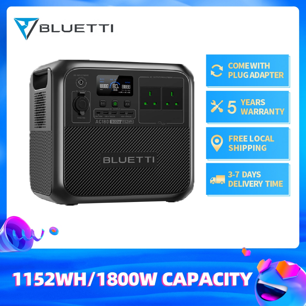 BLUETTI AC180 1800W/1152Wh power station 220V fast charging high power emergency power | Shopee ...
