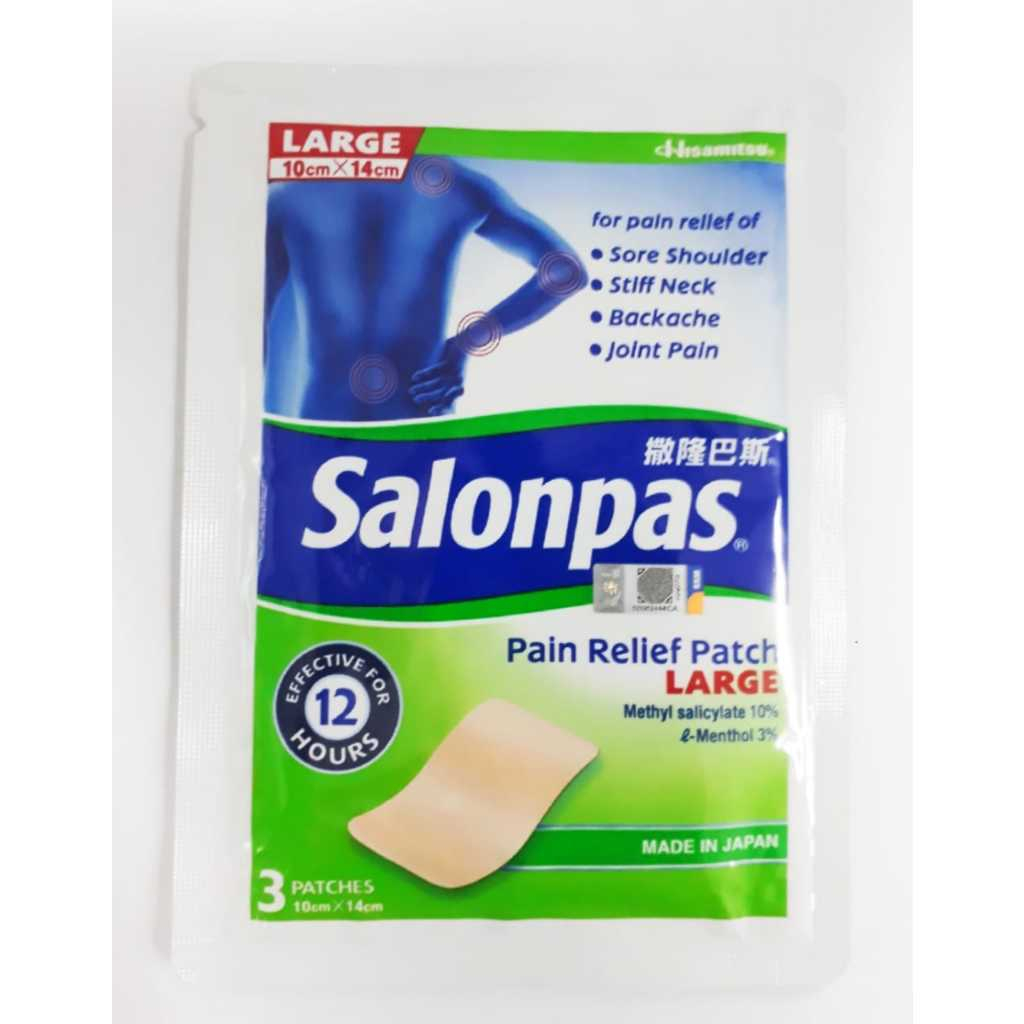 SALONPAS PAIN RELIEF PATCH [LARGE]10CM X 14CM 3'S(EXP:02/2027) | Shopee ...