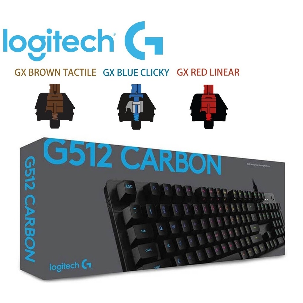 Logitech G512 Carbon Lightsync RGB Mechanical Gaming Keyboard (Blue ...