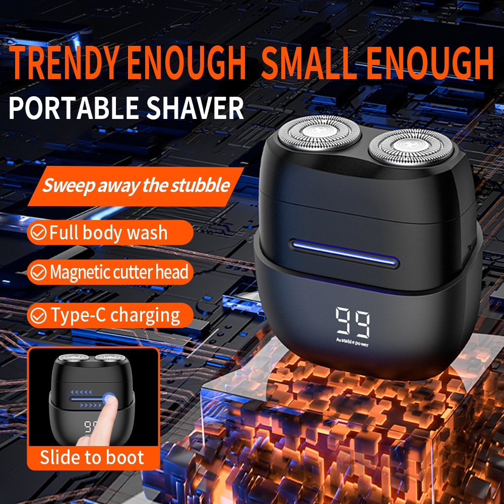 Mini Electric Shaver 2 Floating Head Portable Shaver Machine Magnetic ...