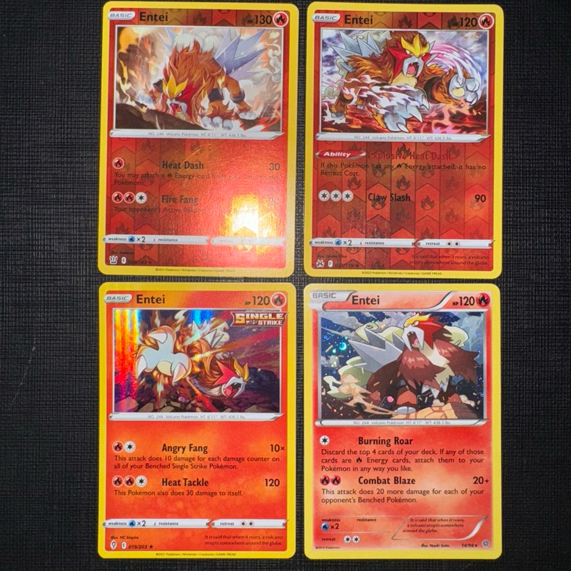 Entei Singles Revese Holo/Holo Rare Set - PTCG Pokemon Card Original ...