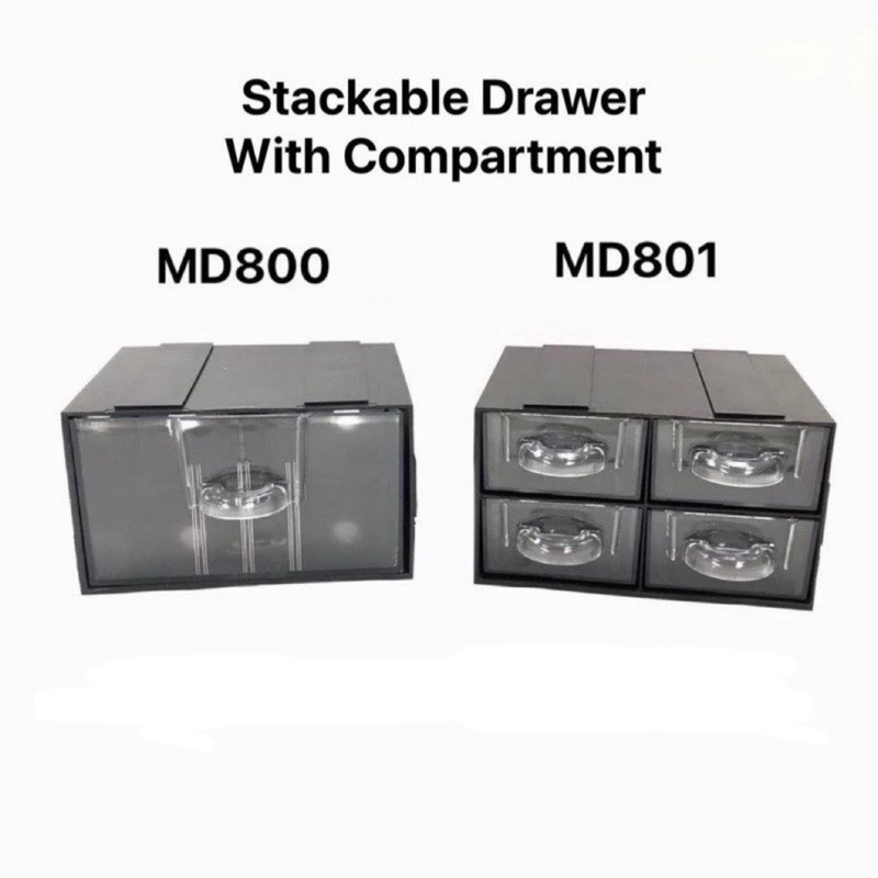 PCN MD800 MD801 Stackable Plastic Small Item Drawer With Partition ...