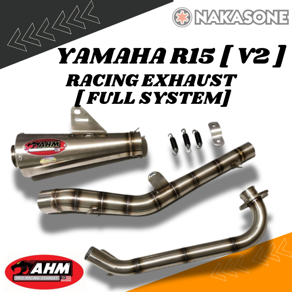 YAMAHA R15 V2 AHM RACING EXHAUST FULL SYSTEM GP3 WITH SILENCER AHM ...