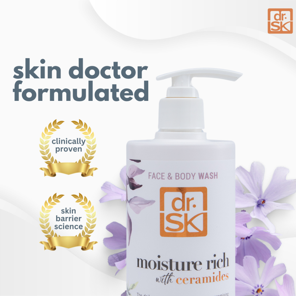 Moisture Rich with Ceramide Face & Body Wash Suitable for Psoriasis & Eczema 500ml by dr.SK ...
