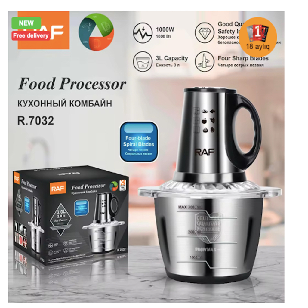 RAF R.7032 Multifunctional Electric Kitchen Chopper Vegetable Chopper 1000W 3 liter | Shopee ...