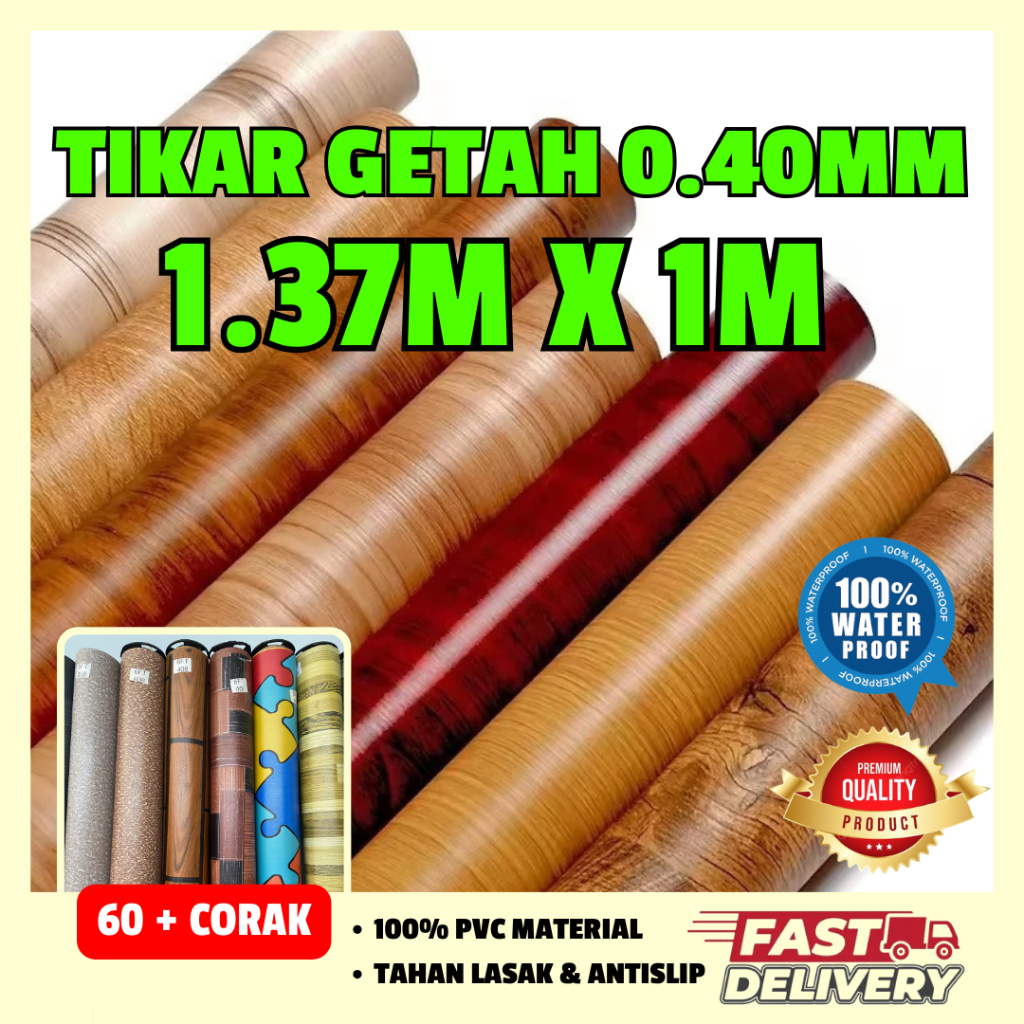 4.5 Kaki Tikar Getah 1.37M x 1M Lantai Tebal 0.40mm PVC Flooring Roll ...