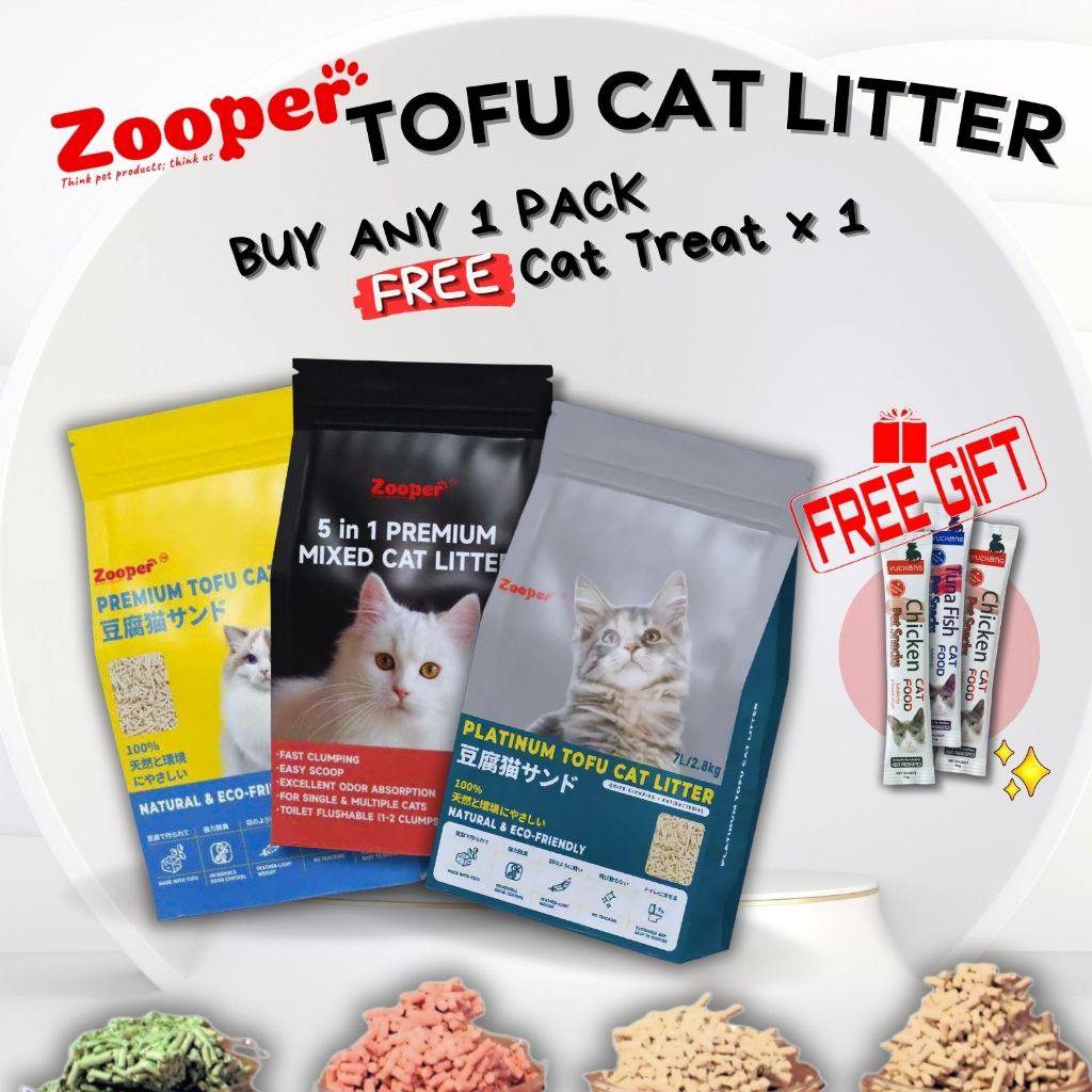Tofu Pasir Kucing 7L ZOOPER Tofu Cat Litter Flushable Toilet Less Dust ...
