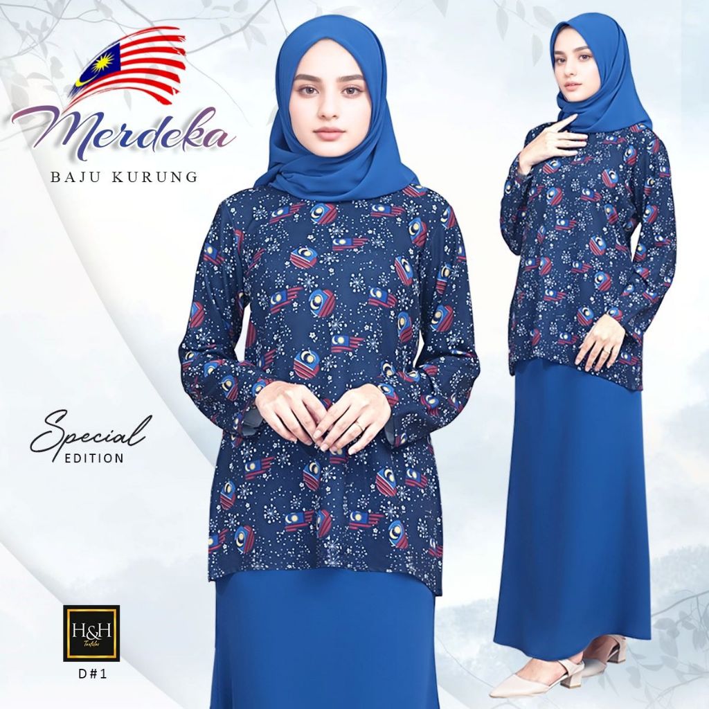 🎀Merdeka 2024 Viral🎀 Baju Kurung Moden with Merdeka Print by H&H ...