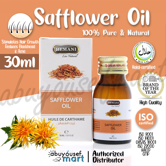 Hemani Pure Safflower Oil 30ml - Minyak For Hair Growth, Reduces Acne ...