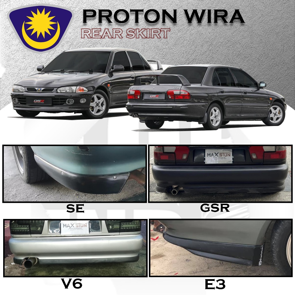 PROTON WIRA SEDAN SALOON AEROBACK REAR SKIRT (GSR,EVO3,SE,V6,NM,BOMEX ...