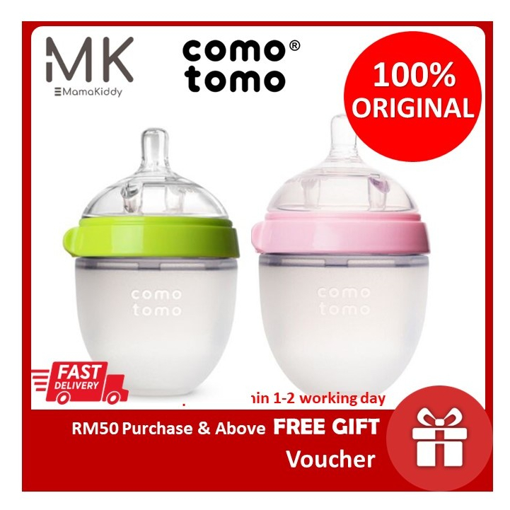 ORIGINAL Comotomo Natural Feel Baby Bottles 5oz 150ml Green/Pink Single Loose | Shopee Malaysia
