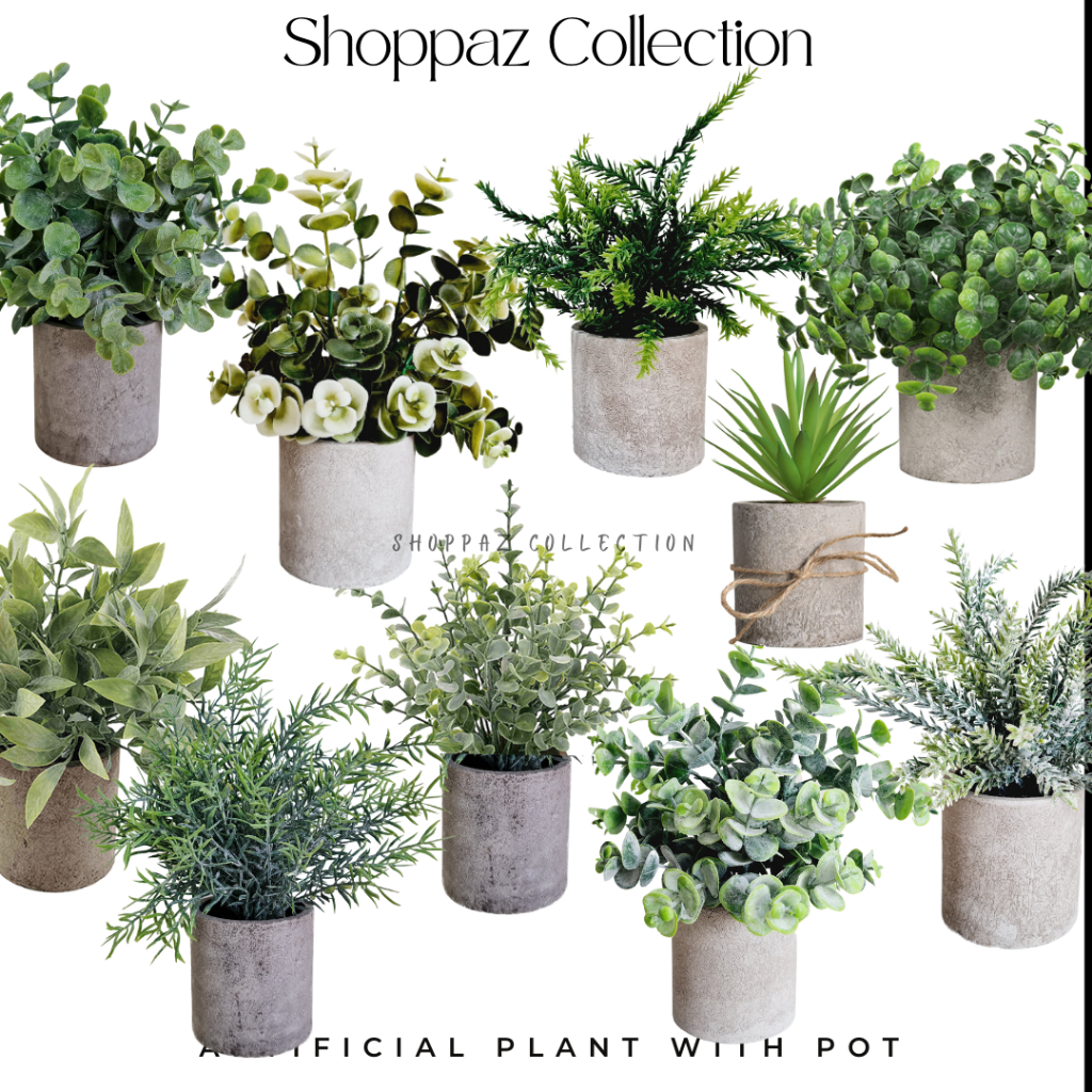 Shoppaz Artificial Plant Eucalyptus Fake Plants Pot Artificial Flower ...