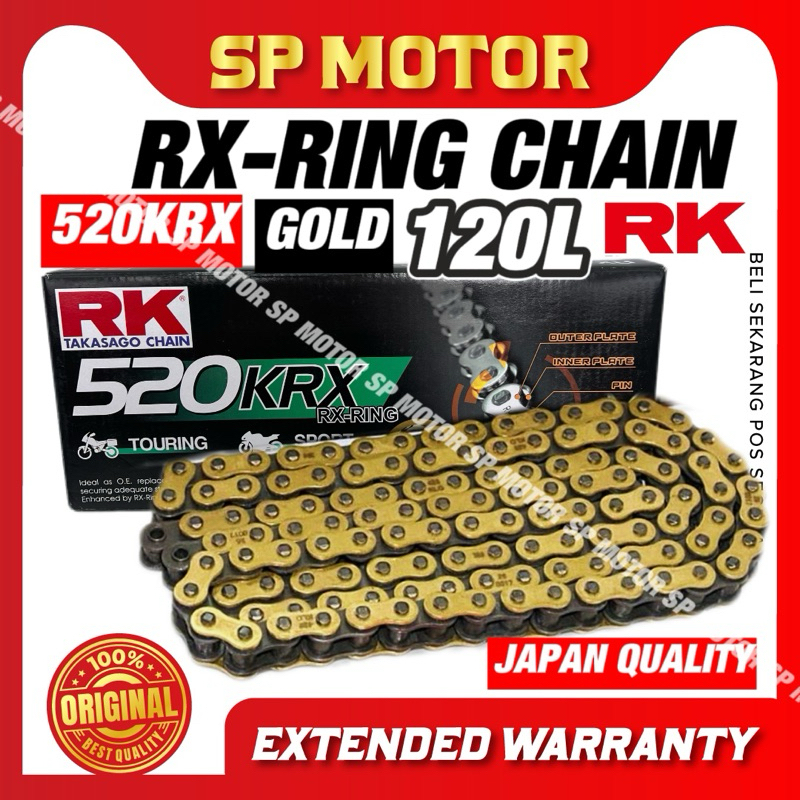 100% ORIGINAL RK 520 KRX X-RING Chain 120L Rivet Type X-RING Rantai ...