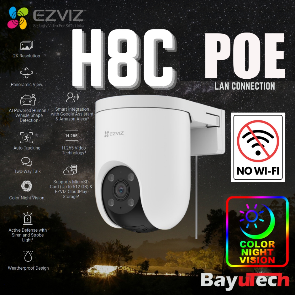 EZVIZ H8C 2K POE PTZ Outdoor POE Camera Waterproof 360 Degree Active Alarm 2 way talk sound ...