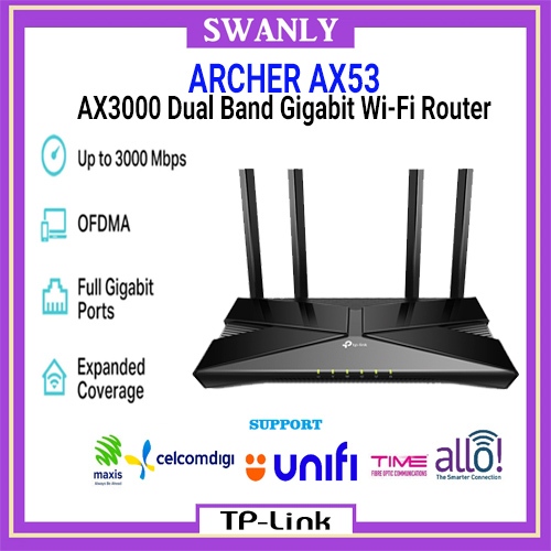 TP-LINK ARCHER AX53 AX3000 Dual Band Gigabit Wi-Fi 6 Router | Shopee Malaysia