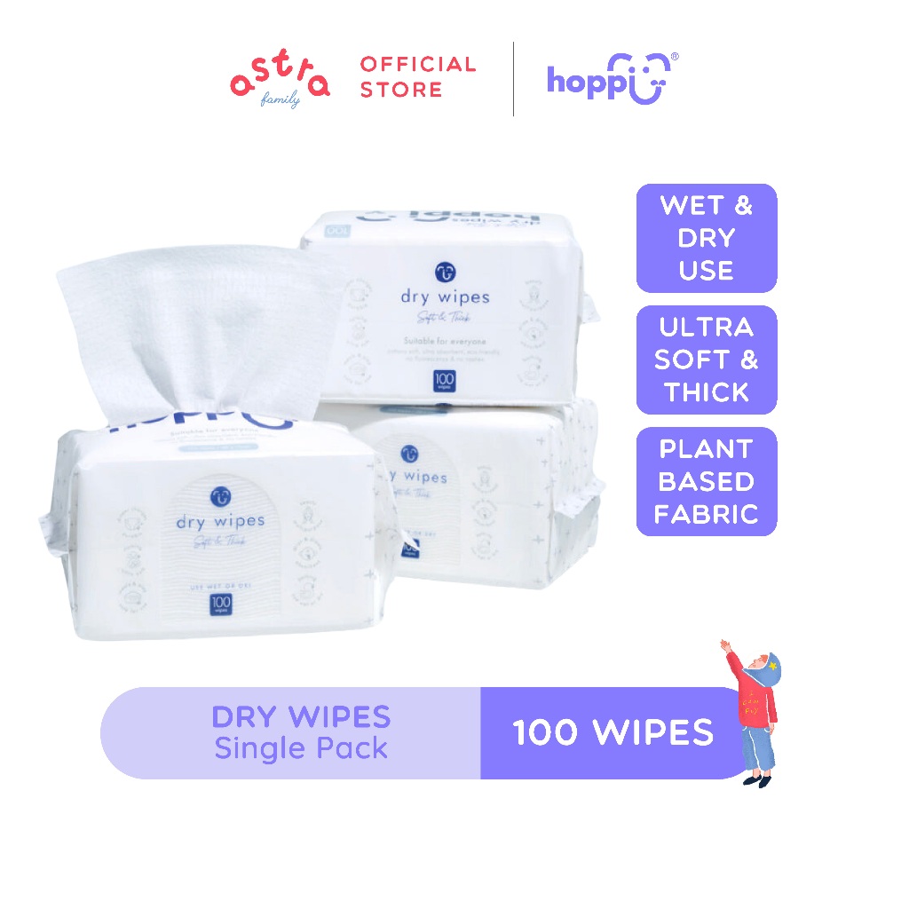 Hoppi Dry Wipes (100 Wipes) | Shopee Malaysia