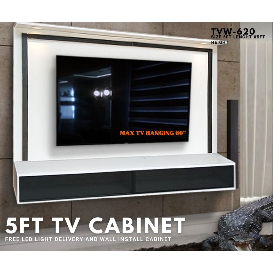 5ft TV Hanging Cabinet TVW-620 🔥FREE INSTALLATION🔥 With Led Light/Wall ...