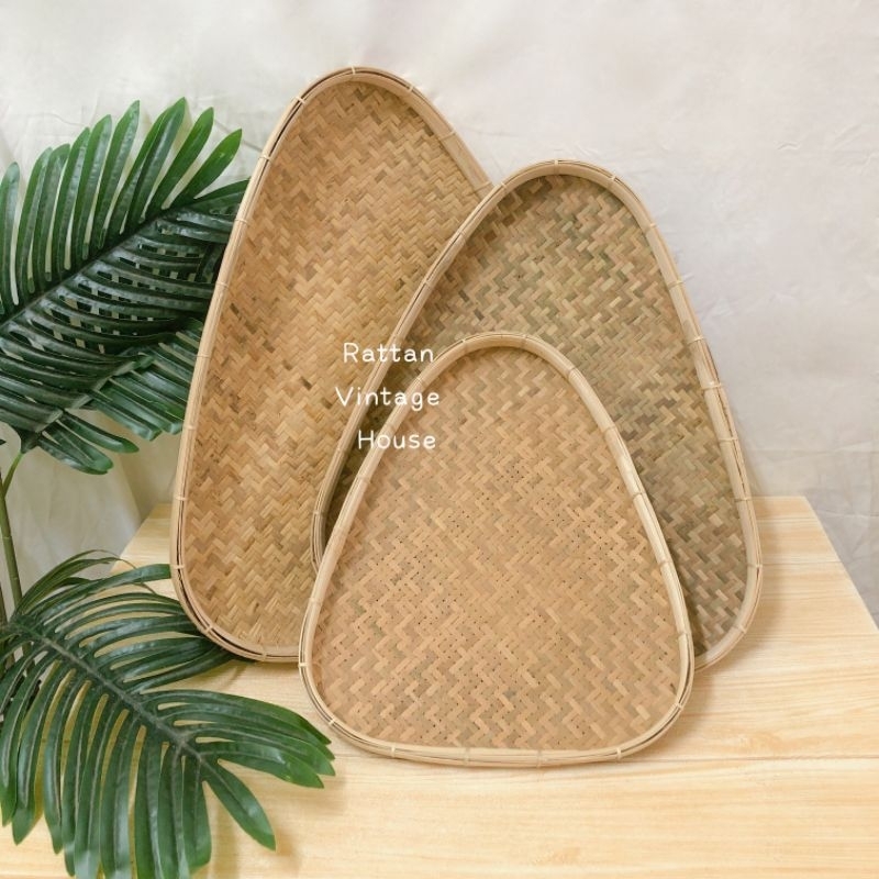 (Rattanvintage) 🔥 Triangle Bamboo Tray | Nyiru Buluh Segi Tiga Anyaman ...