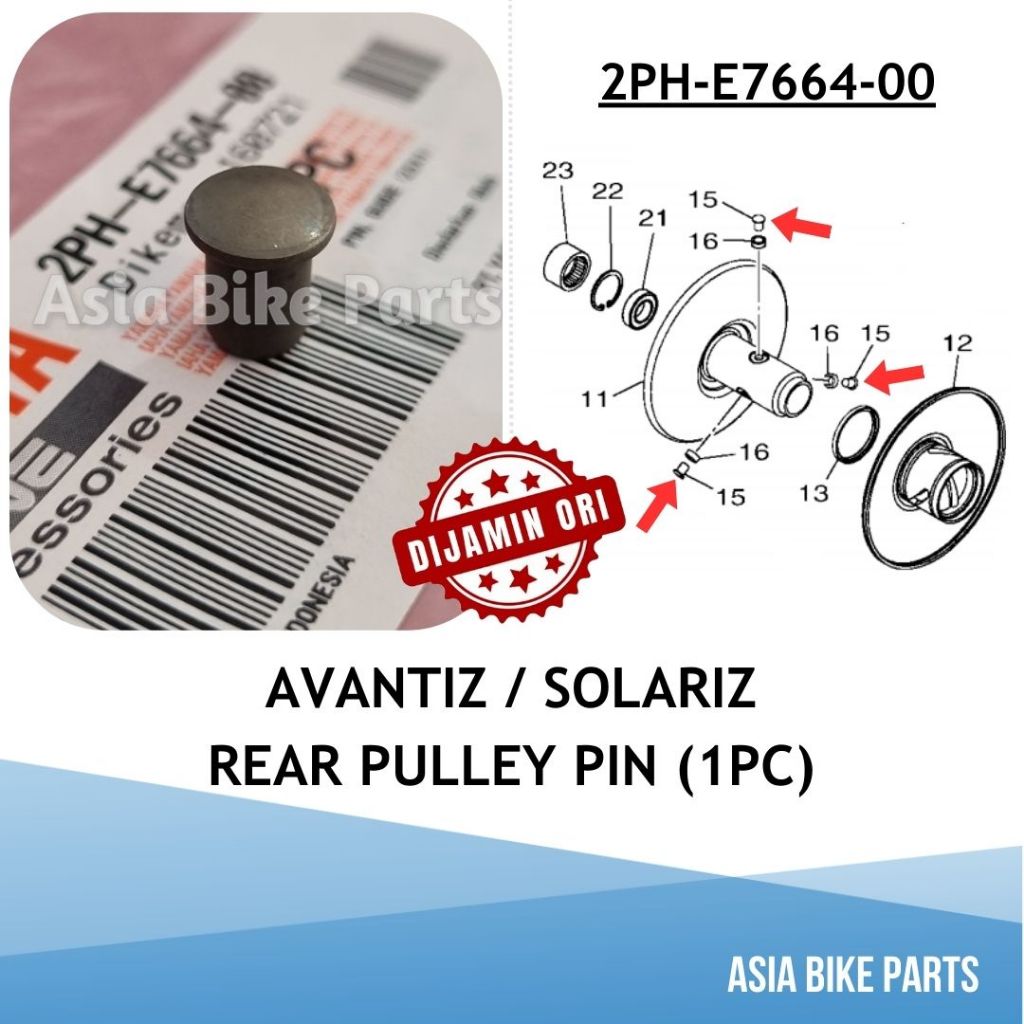 Yamaha Original Ego Avantiz / Solariz Secondary Sheave Guide Pin Collar ...