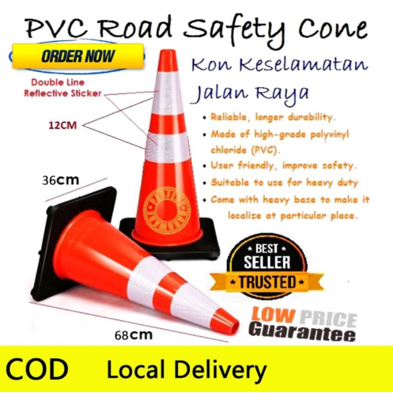 DOUBLE LINE HEAVY DUTY SAFETY CONE+ TRAFFIC CONE 680MM DOUBLE LINE Jauh ...