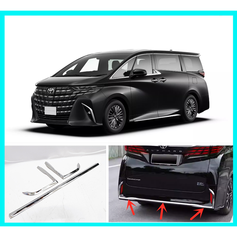 Toyota Alphard 2024 ABOVE REAR BUMPER GUARD ABS CHROME COVER TRIM 3 PCS ...