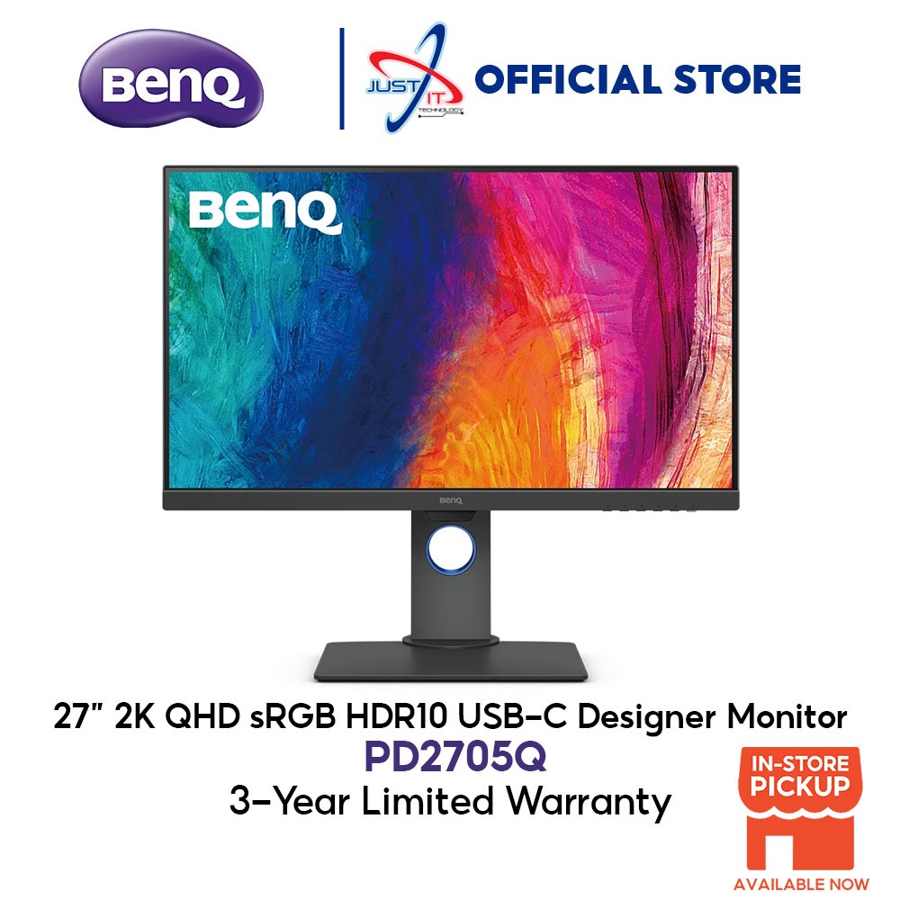 BENQ PD2705Q 27" DESIGNER MONITOR ( 27" IPS QHD / 5MS / 60HZ / 100% sRGB / HD MI + DP + TYPE-C ...