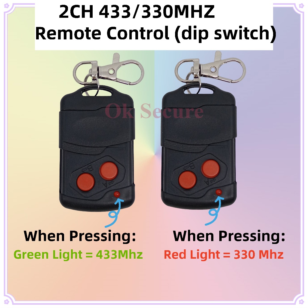 Autogate 2 Channel Remote Control 433/330 Mhz DIP Switch (Battery ...