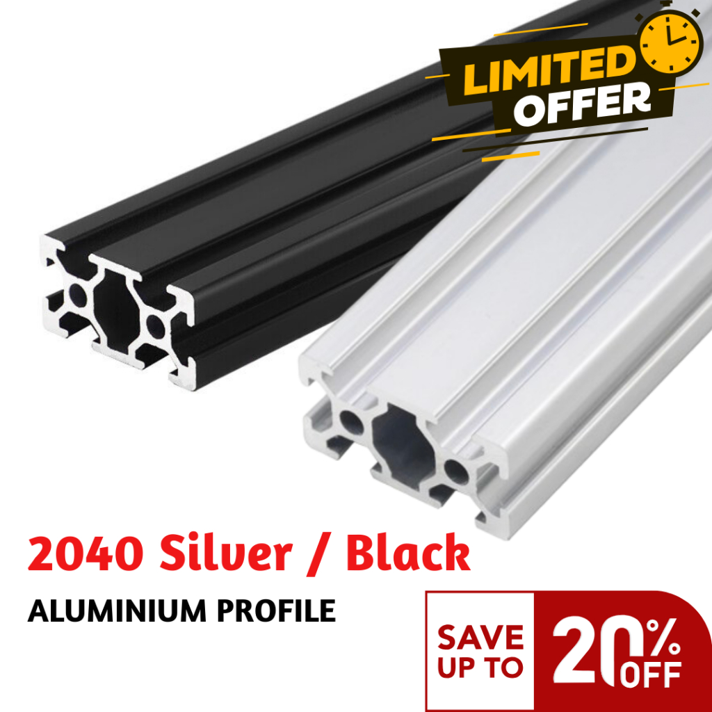 Heavy Duty 2040 Aluminium Profile Black Colour size 20x40 20cm/40cm ...