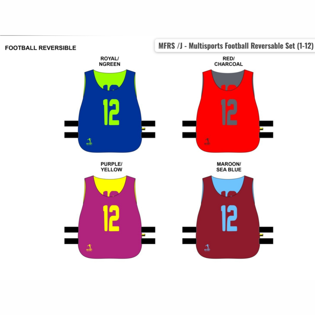 MULTISPORT Reversible (2sided) Football Soccer Bibs 1-12 with numbers ...