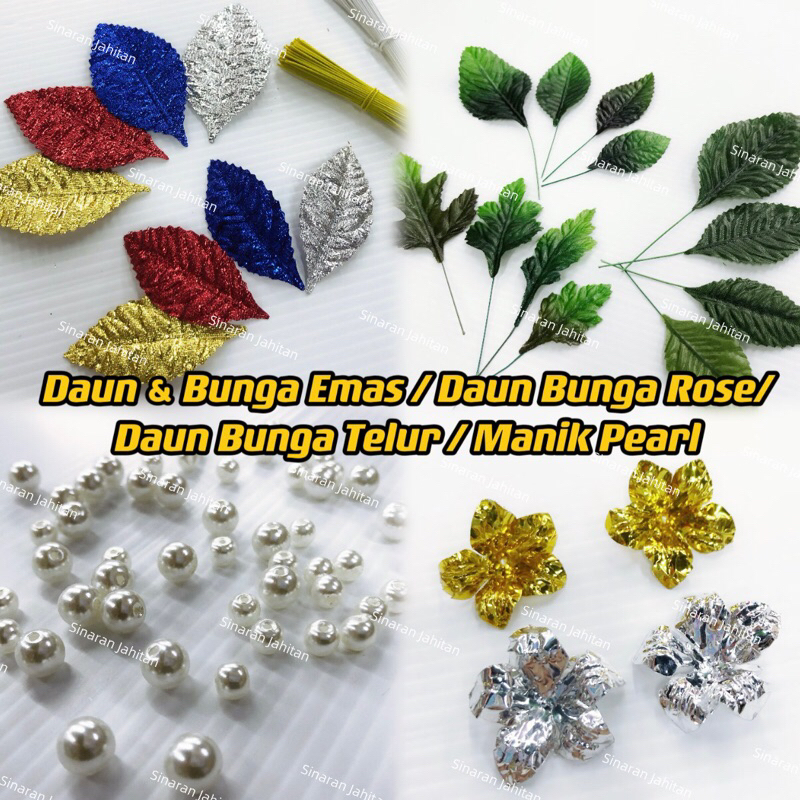 Daun Emas Silver/Daun Bunga Ros/Daun Bunga Telur/Bunga Metallic Hiasan ...