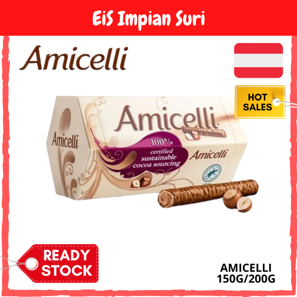 (Ready Stock!!) Amicelli Wafer Hazelnut Cocoa Milk 150g Stick Single ...