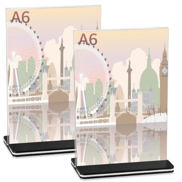 A6 T Shape Acrylic Display Menu Stand Table Top Sign Holder Vertical ...