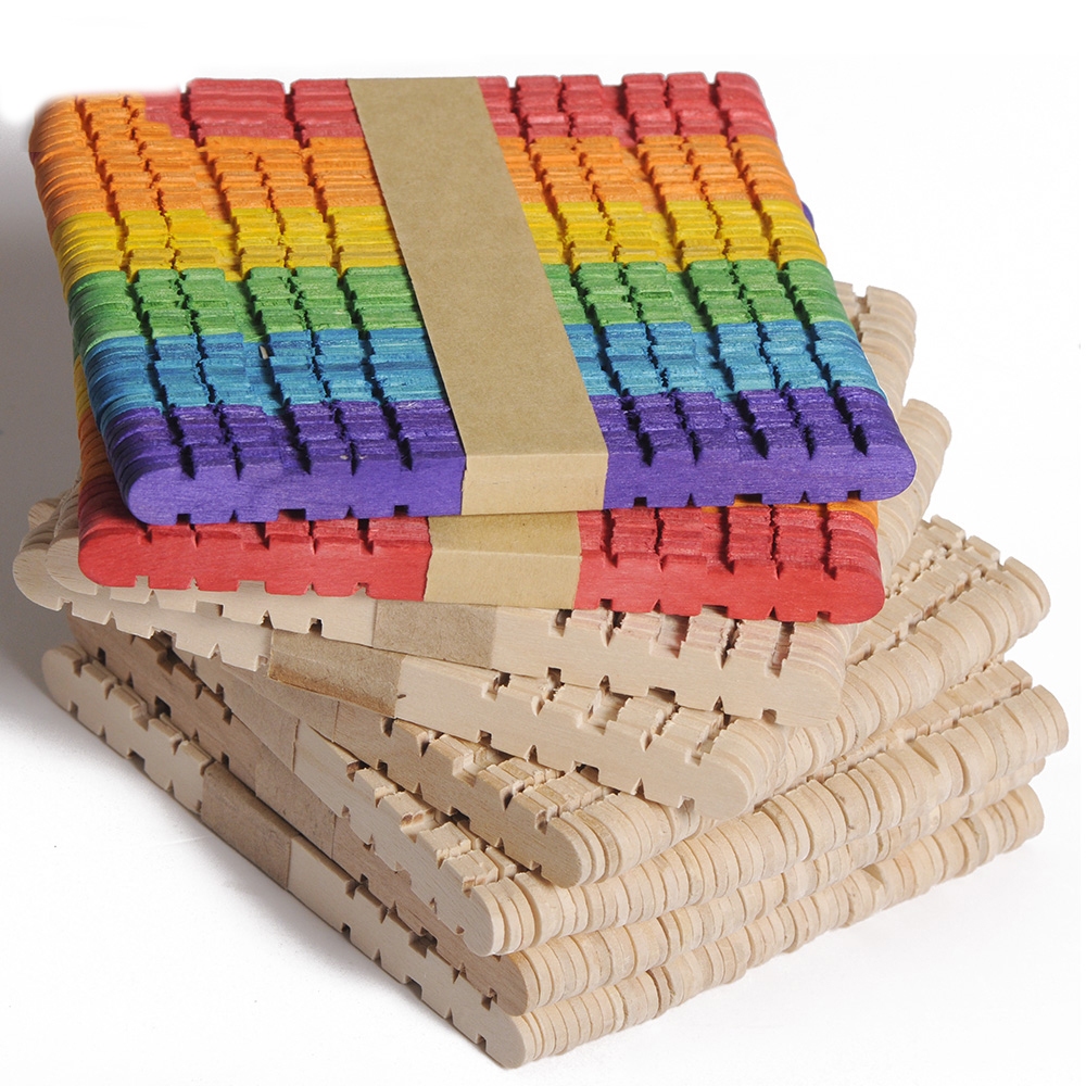 50 Pcs Ice Cream Stick Saw Tooth Zigzag Plain Colour Popsicle Sticks ...