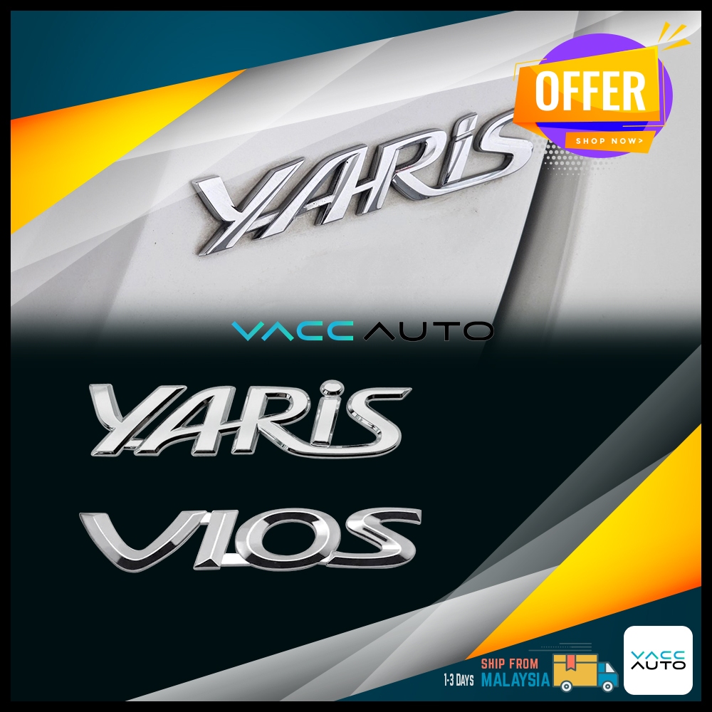 Toyota Vios Yaris Exterior Modification Rear Trunk Emblem Sticker Logo ...